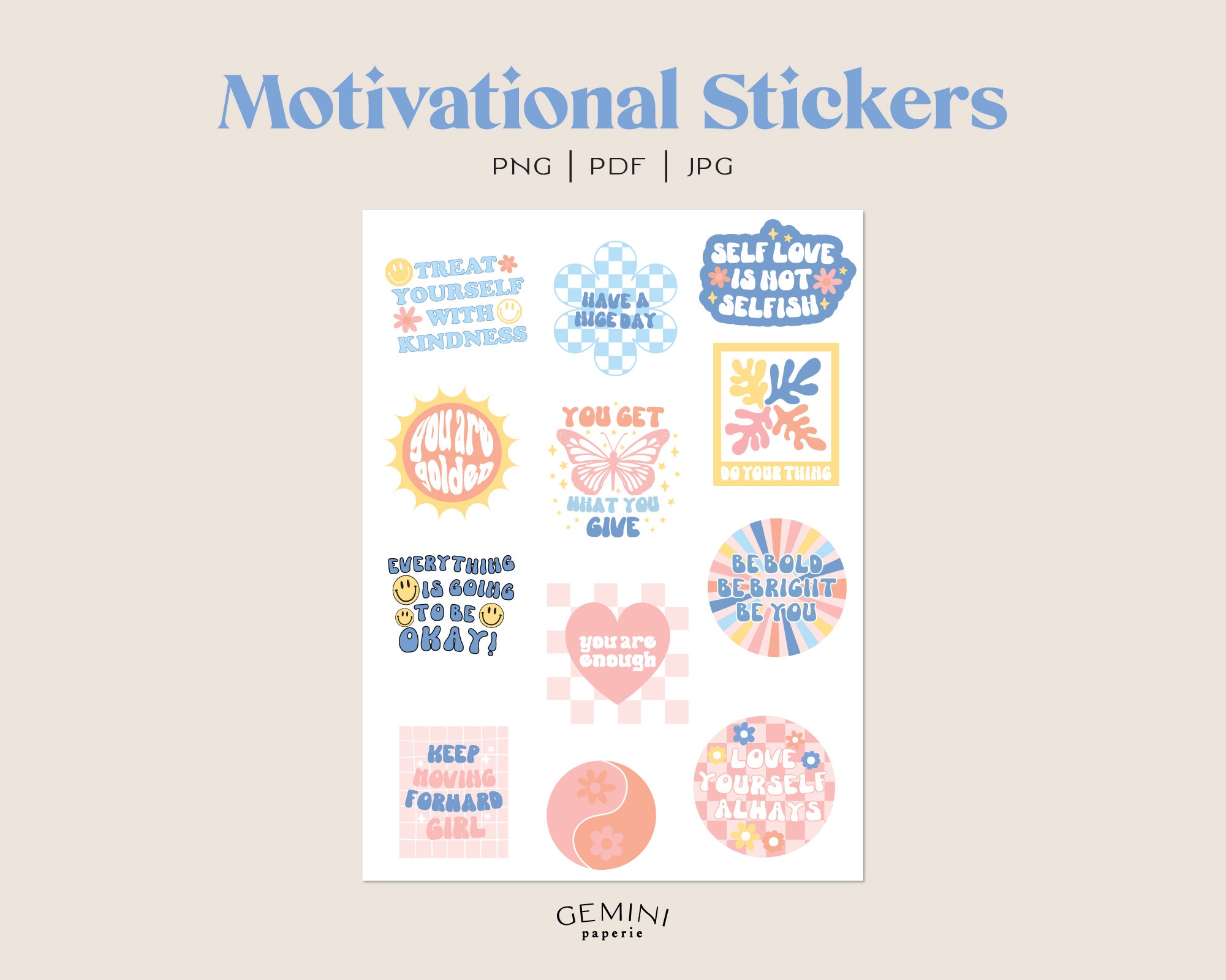 Motivational Stickers Printable Stickers Retro Stickers - Etsy