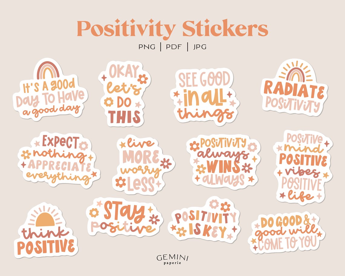 Positivity Sticker Bundle Positivity Stickers Digital - Etsy