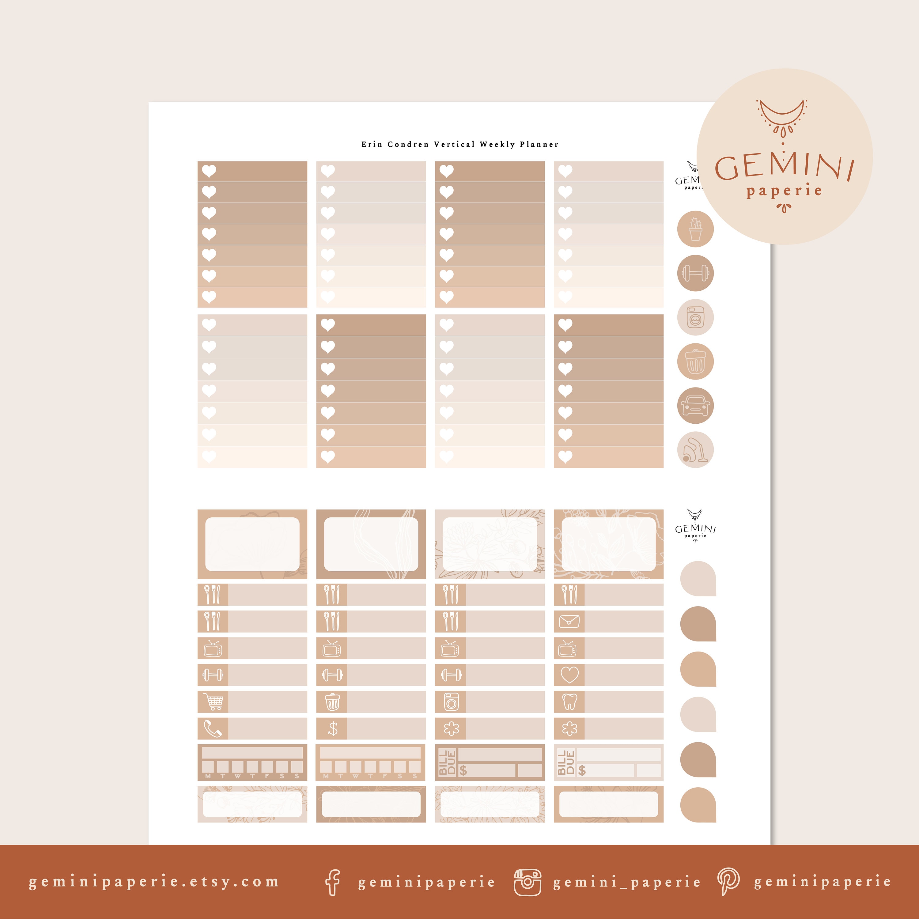 Printable Weekly Planner Stickers for Erin Condren 2021 | Etsy