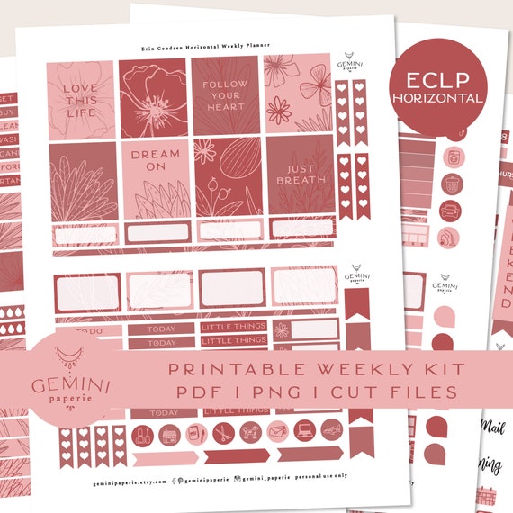 Printable Planner Stickers. Weekly Kit for Erin Condren Life | Etsy