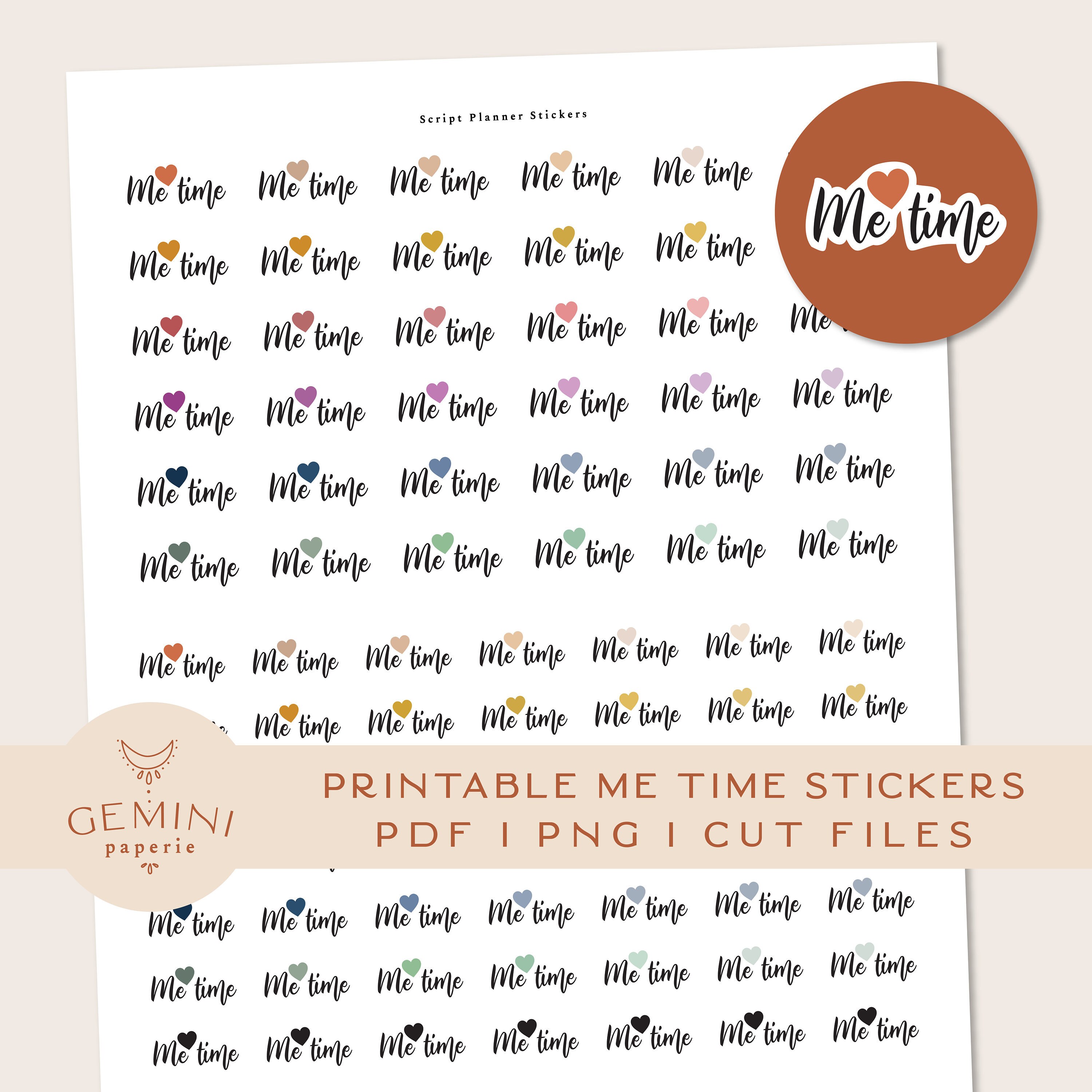 Me Time Script Printable Sticker. Planner Stickers. - Etsy