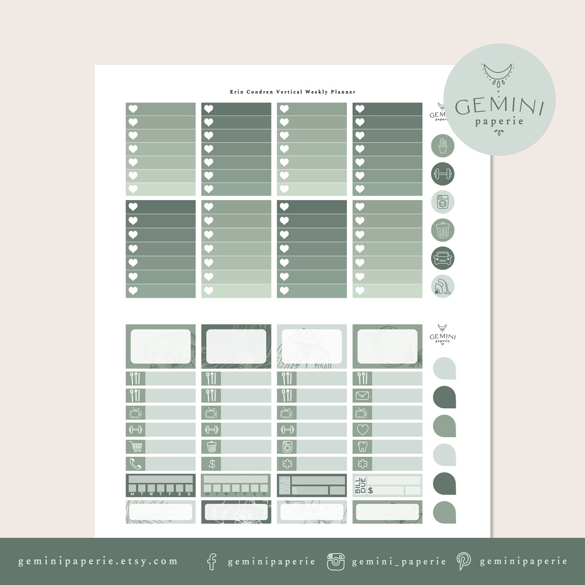 Printable Weekly Planner Stickers for Erin Condren 2021 - Etsy