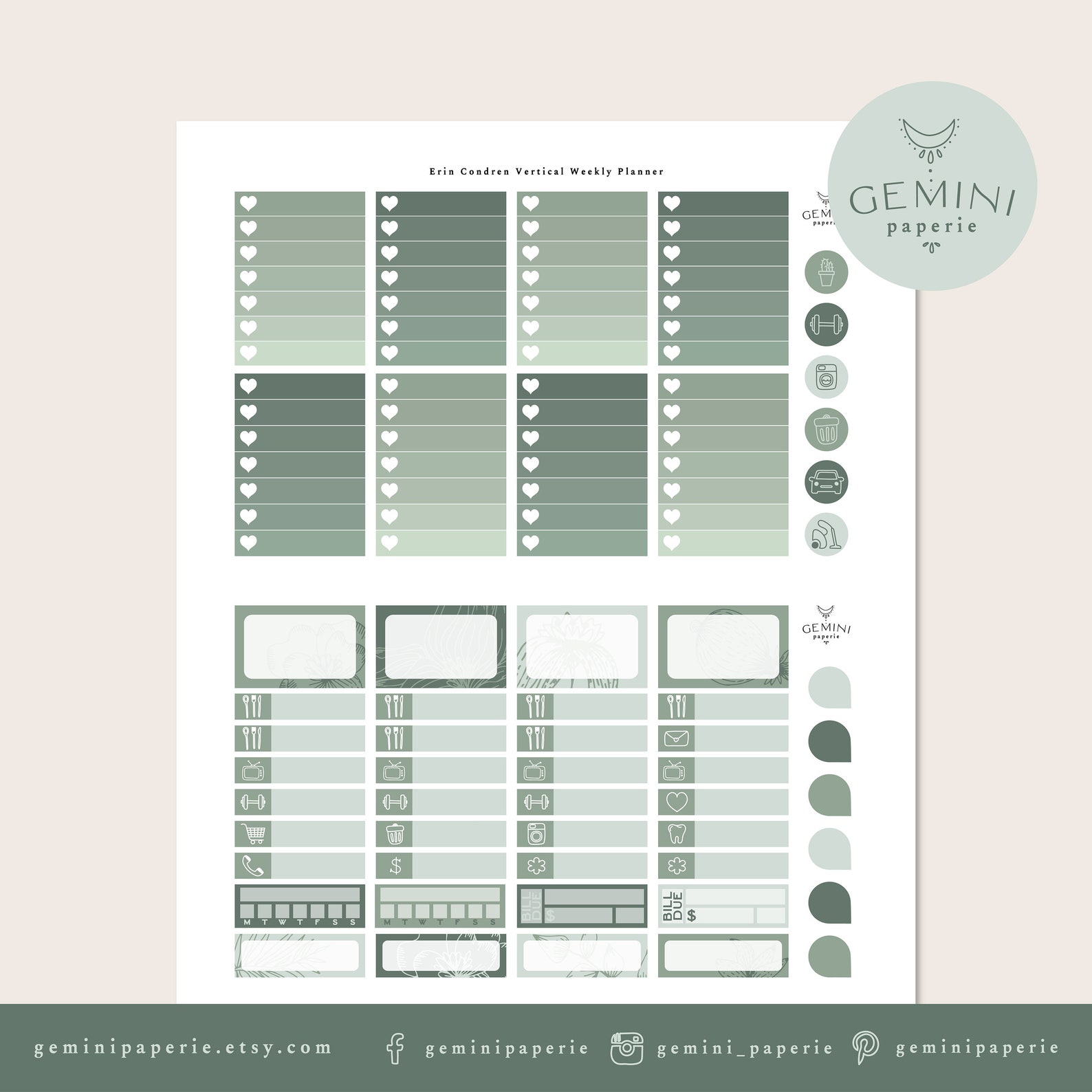Printable Weekly Planner Stickers for Erin Condren 2021 - Etsy