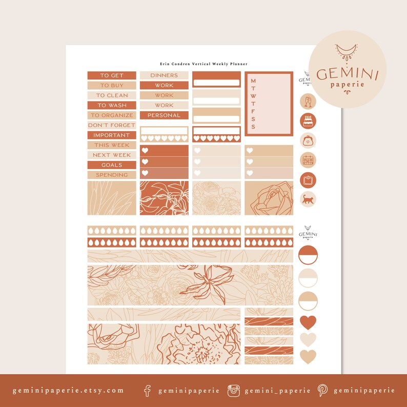 Printable Planner Stickers Weekly Kit for Erin Condren 2021 | Etsy