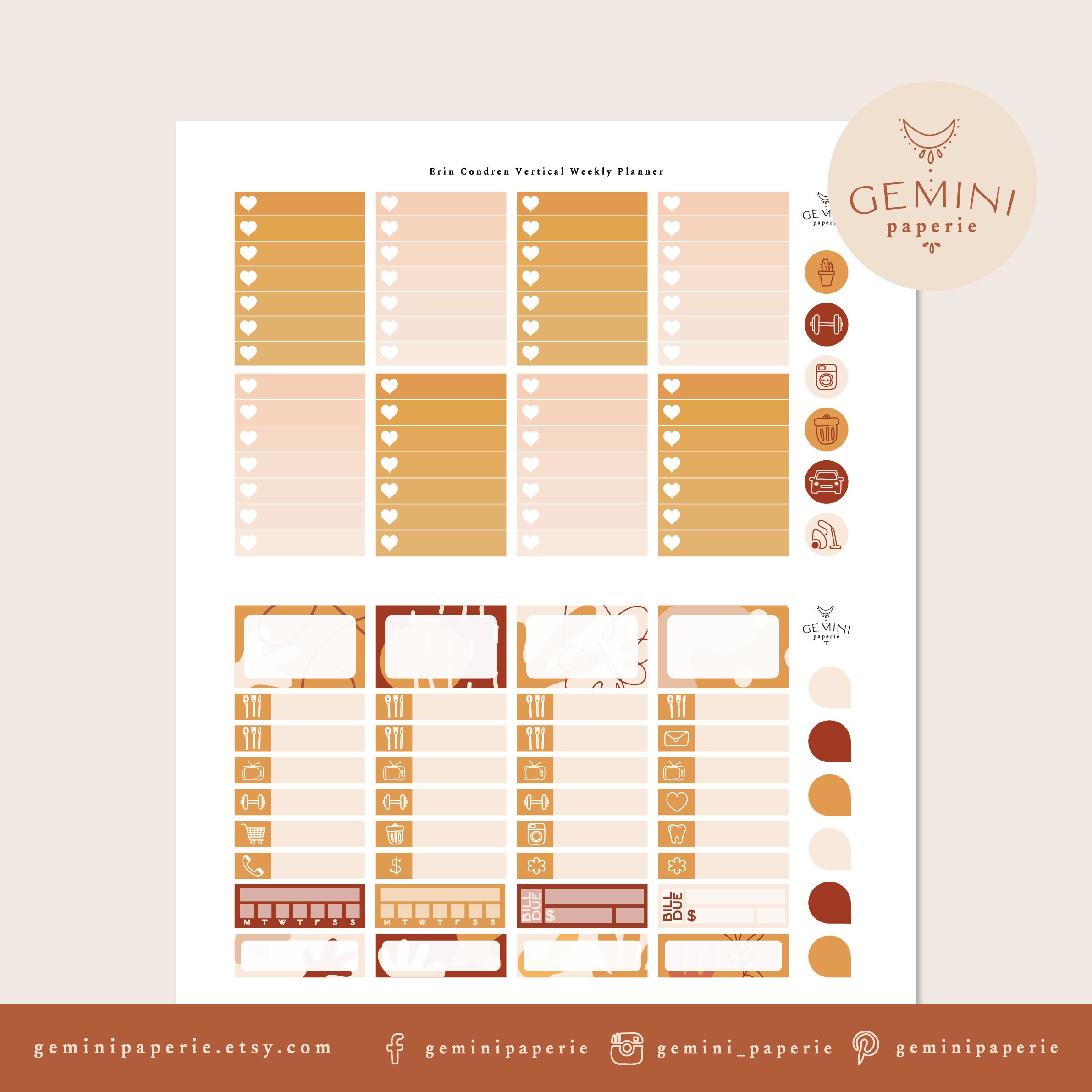 Printable Planner Stickers Weekly Kit for Erin Condren 2021 | Etsy