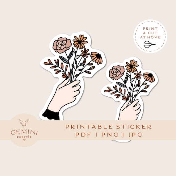 Flower Printable Sticker Floral Vinyl Sticker Laptop Decal | Etsy