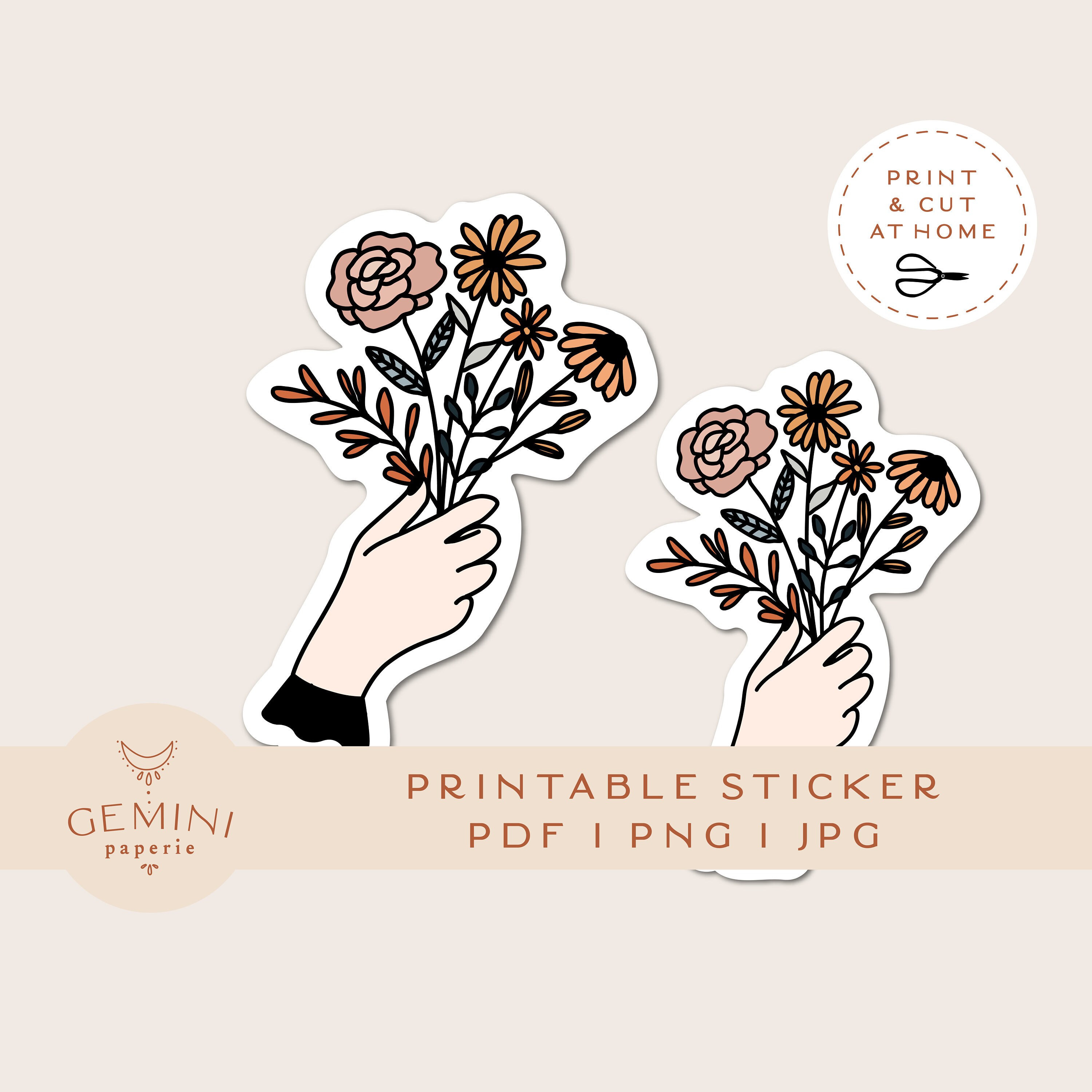 Flower Printable Sticker Floral Vinyl Sticker Laptop Decal | Etsy