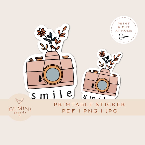 Camera Sticker Printable Vinyl Sticker Flowers Laptop Decal - Etsy