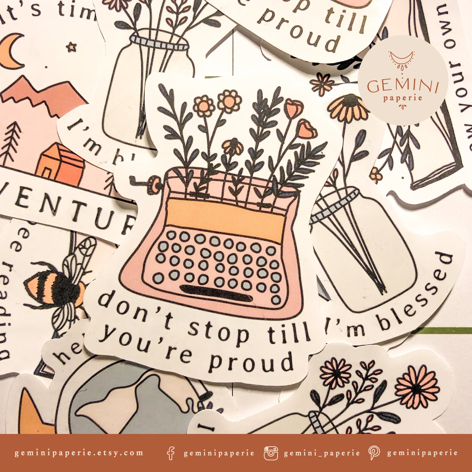 Printable Stickers Bundle Floral Vinyl Sticker Laptop Decal - Etsy