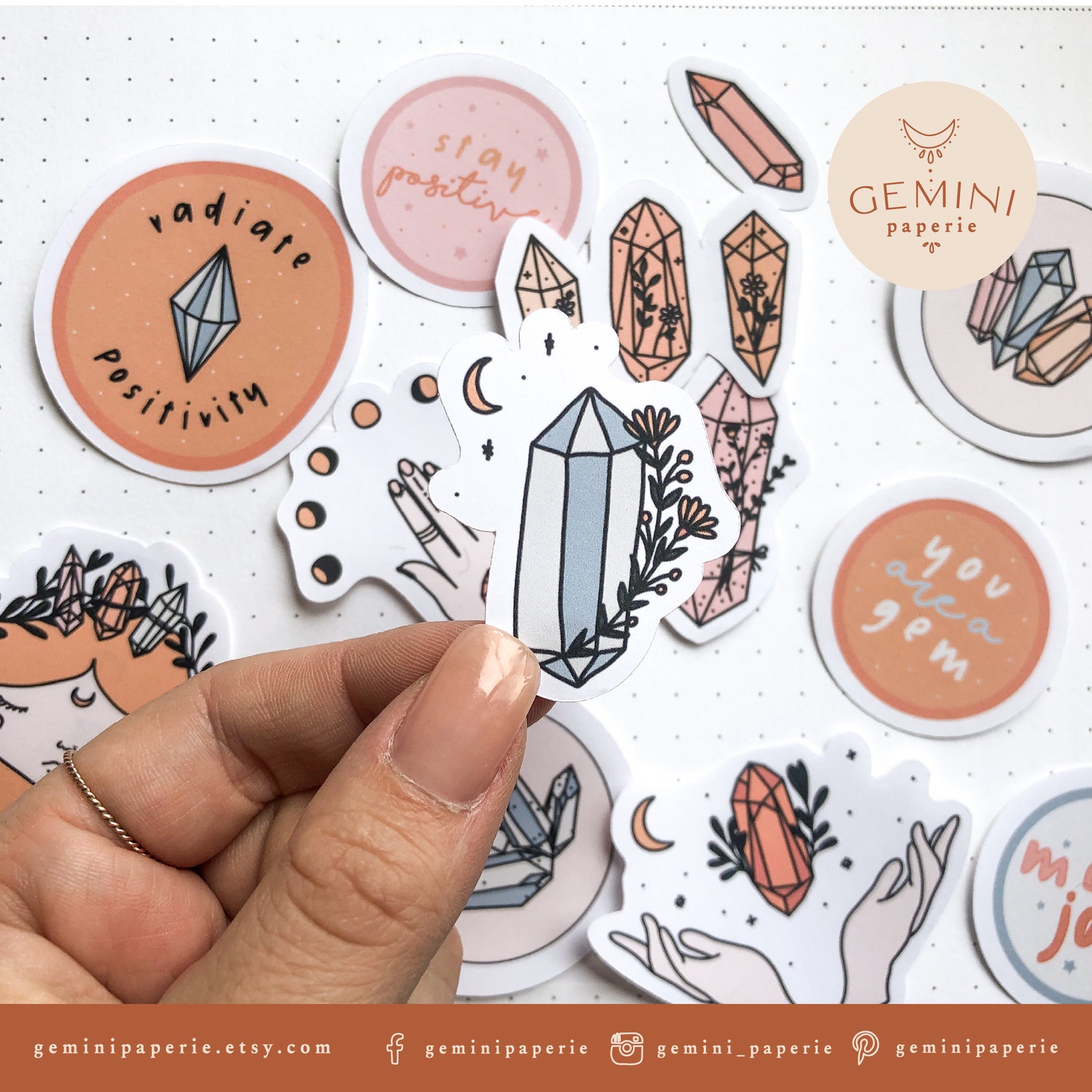 Gemstone Printable Stickers Cricut Design Stickers - Etsy