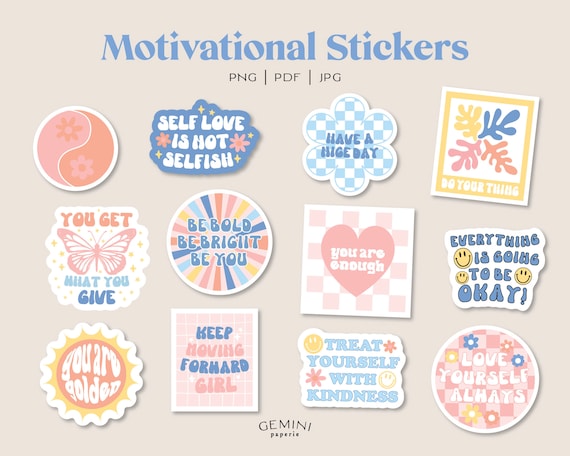 Motivational Stickers Printable Stickers Retro Stickers - Etsy