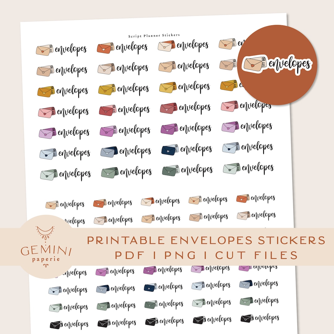 Envelopes Printable Stickers, Planner Script Stickers, DIY Printable ...