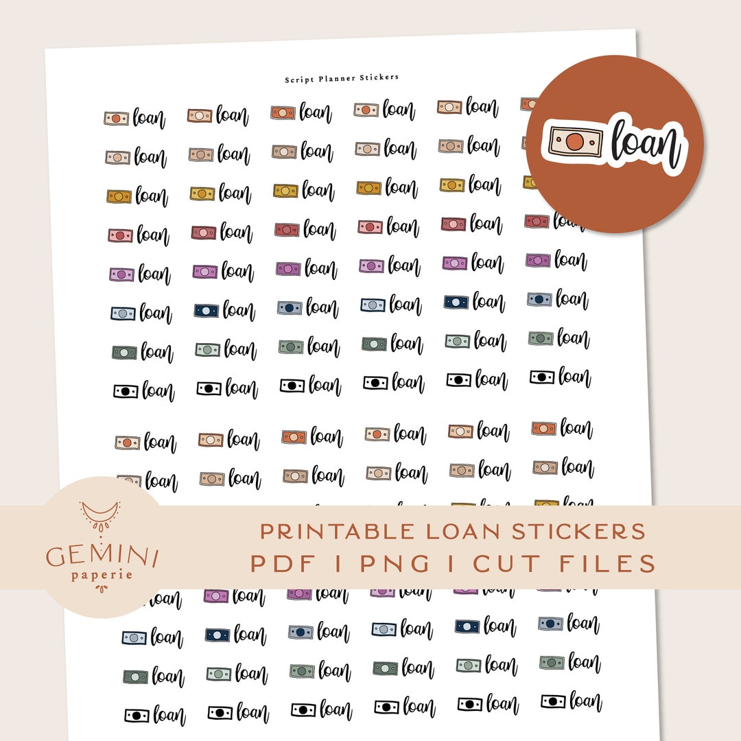 Loan Printable Stickers. DIY Printable Stickers, Loan Png, Diy Planner ...