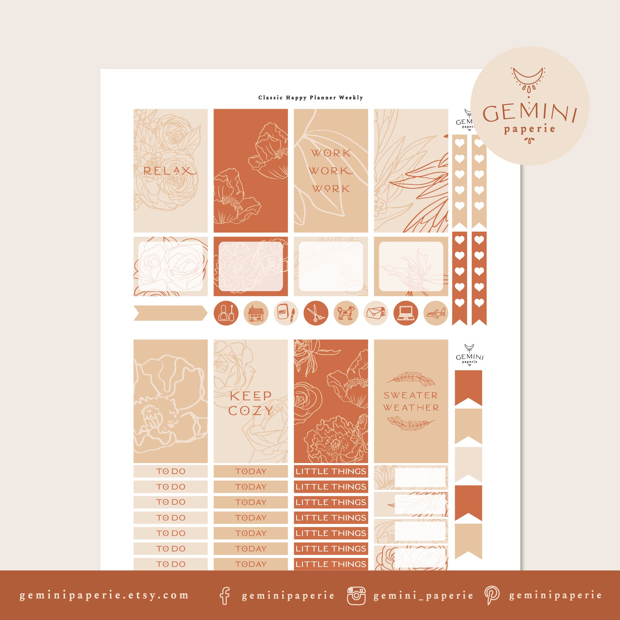 Printable Planner Stickers Weekly Kit for Classic HAPPY - Etsy