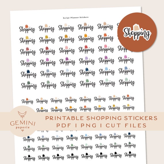 Shopping Printable Sticker. DIY Printable Sticker | Etsy