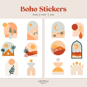 Boho Stickers, Planner Stickers, Printable Stickers, Vinyl Stickers ...