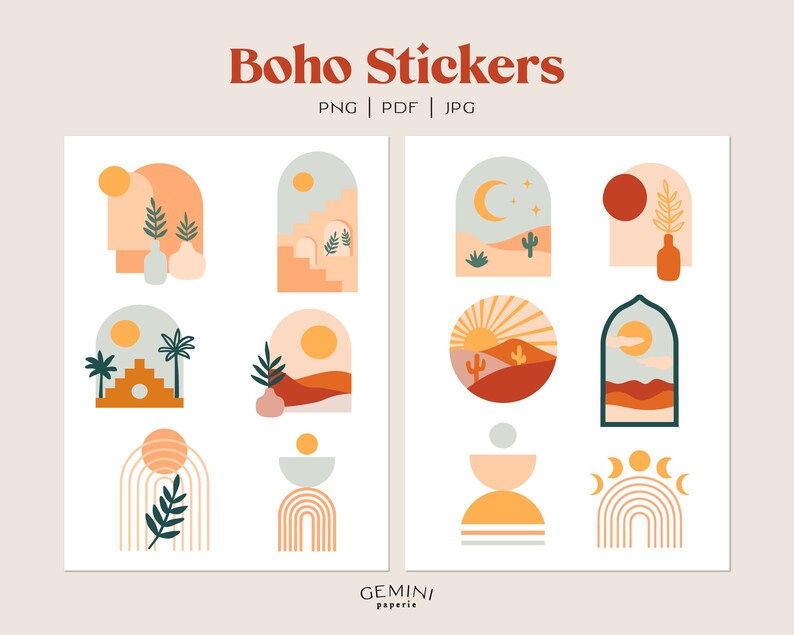 Boho Stickers Planner Stickers Printable Stickers Vinyl - Etsy