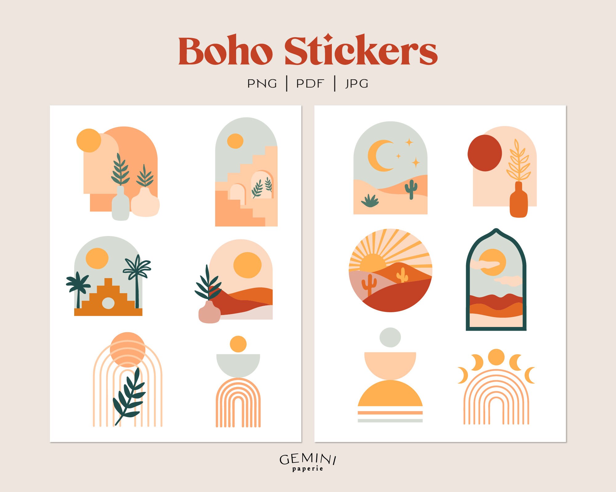 Boho Stickers Planner Stickers Printable Stickers Vinyl - Etsy