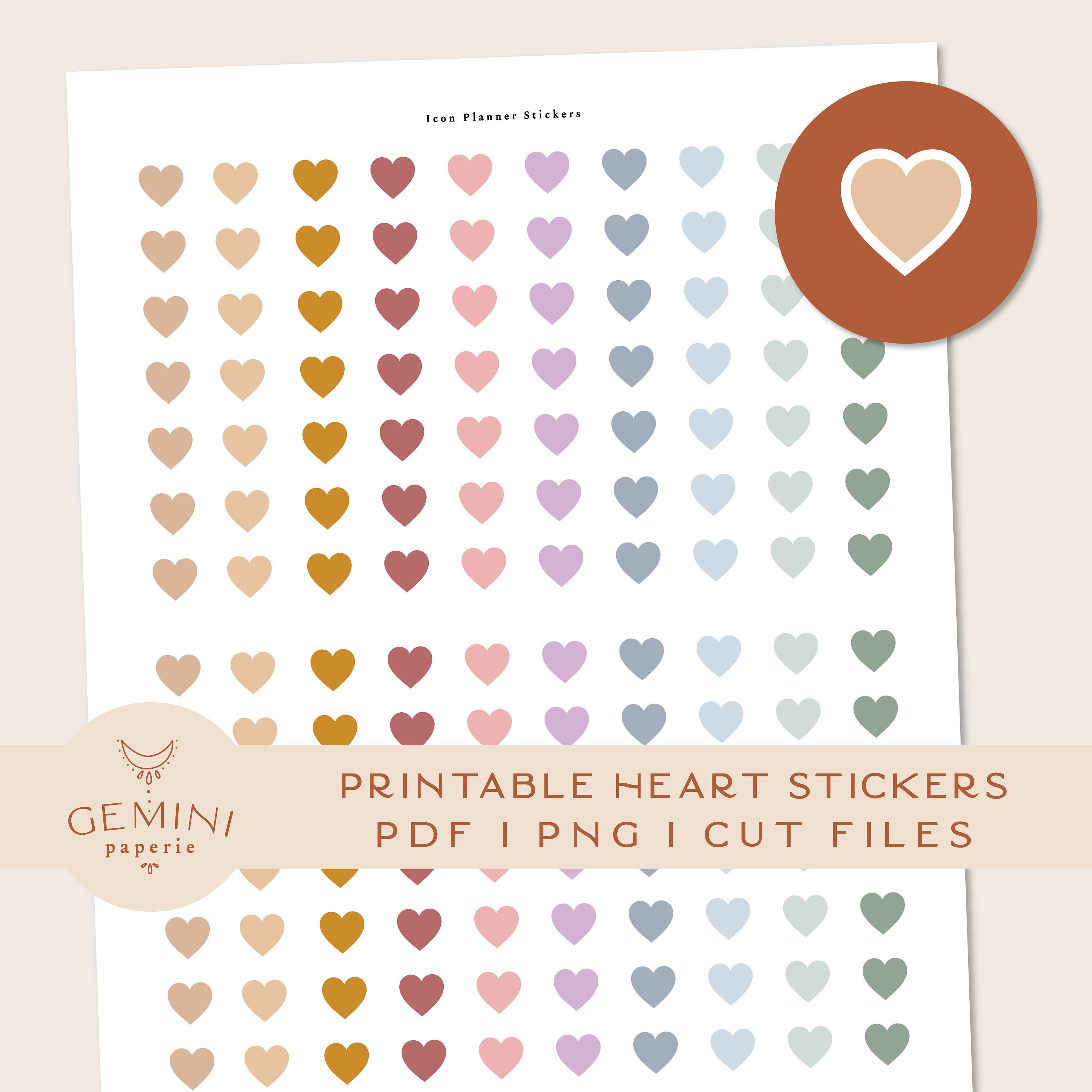 Heart Icon Printable Planner Stickers Functional Stickers for | Etsy