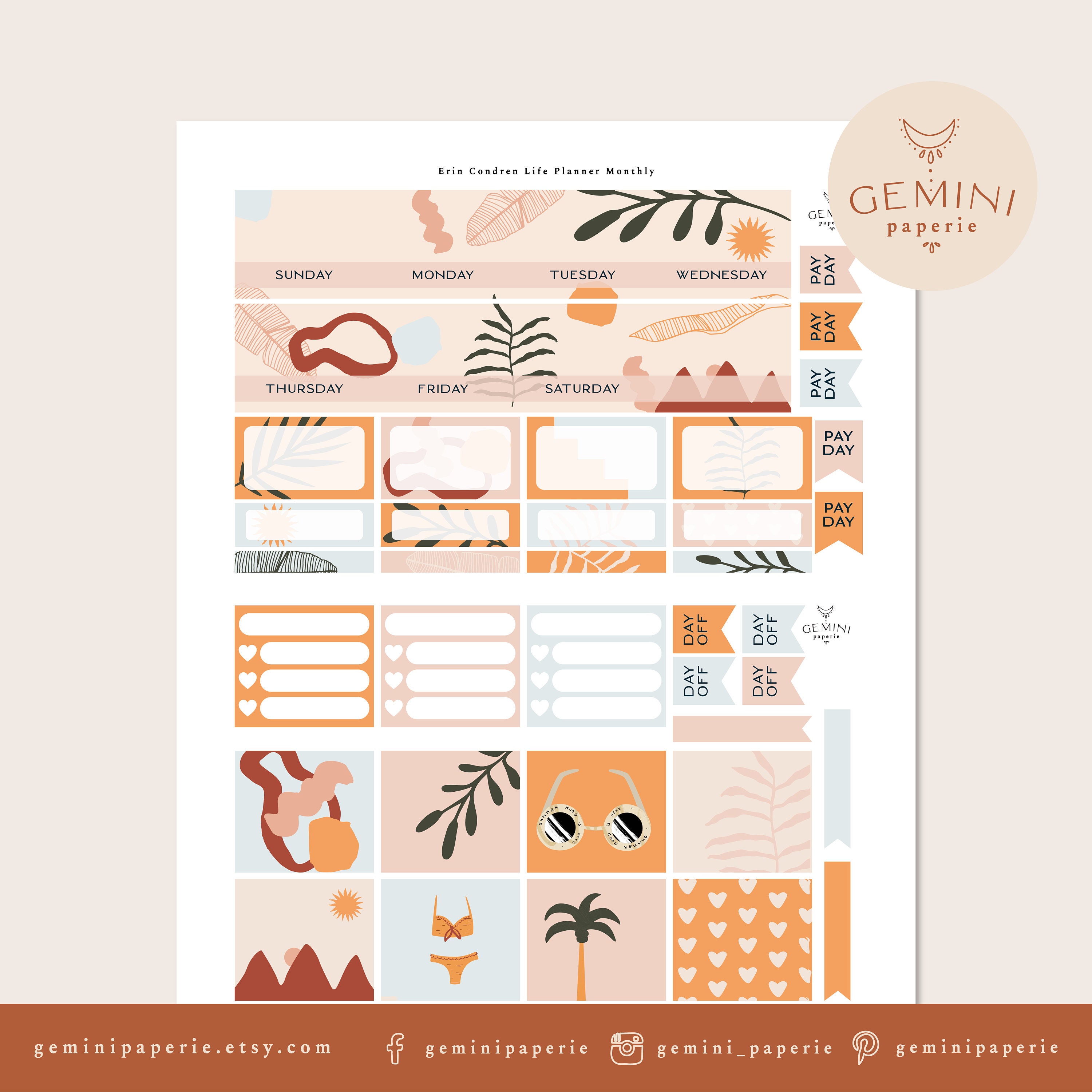 Choose Any Month Monthly Printable Planner Stickers Monthly - Etsy