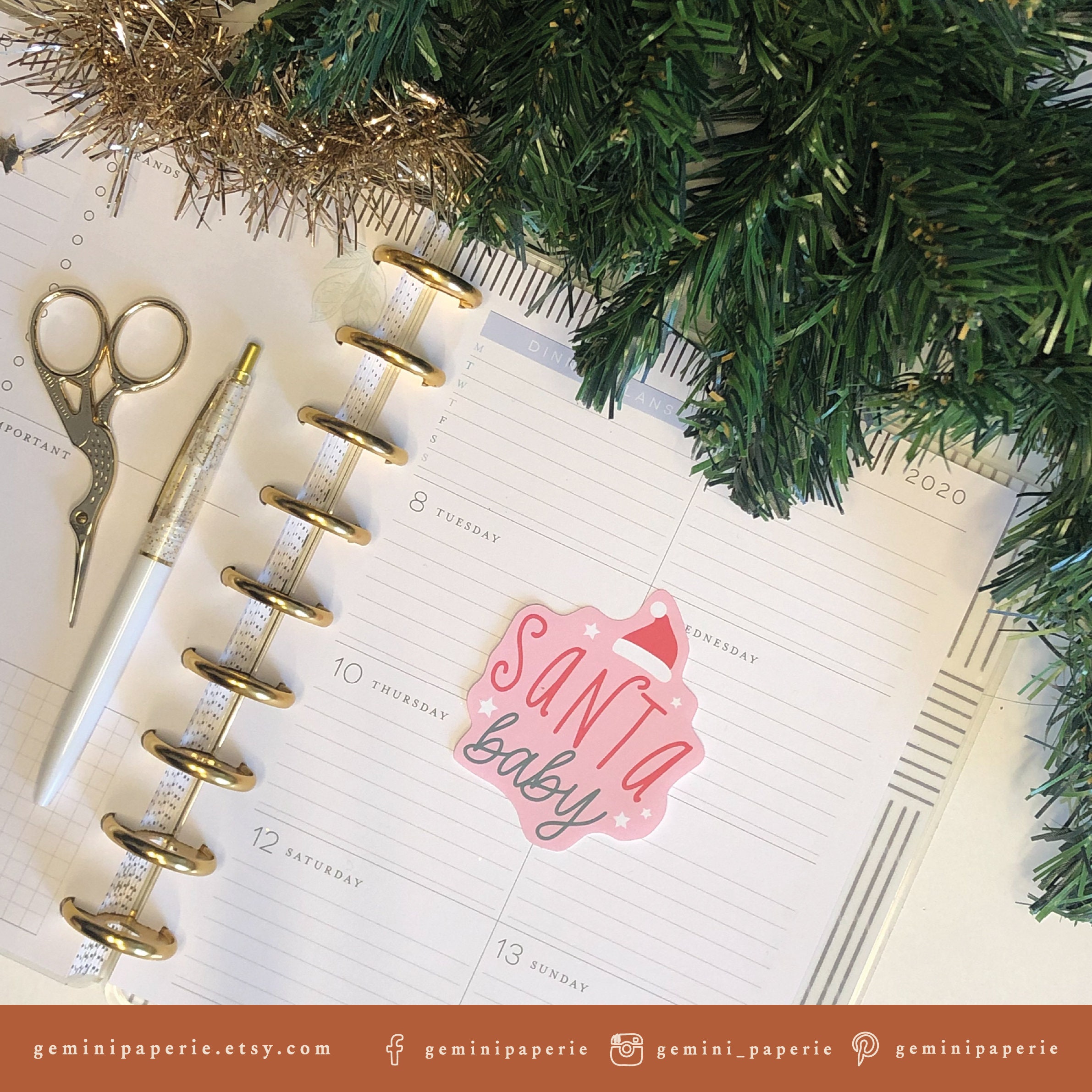 Christmas Printable Sticker, Santa Baby Vinyl Sticker, Holiday Sticker ...