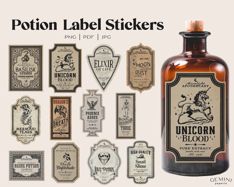 Potion Label Apothecary Labels Halloween Clipart Potion - Etsy