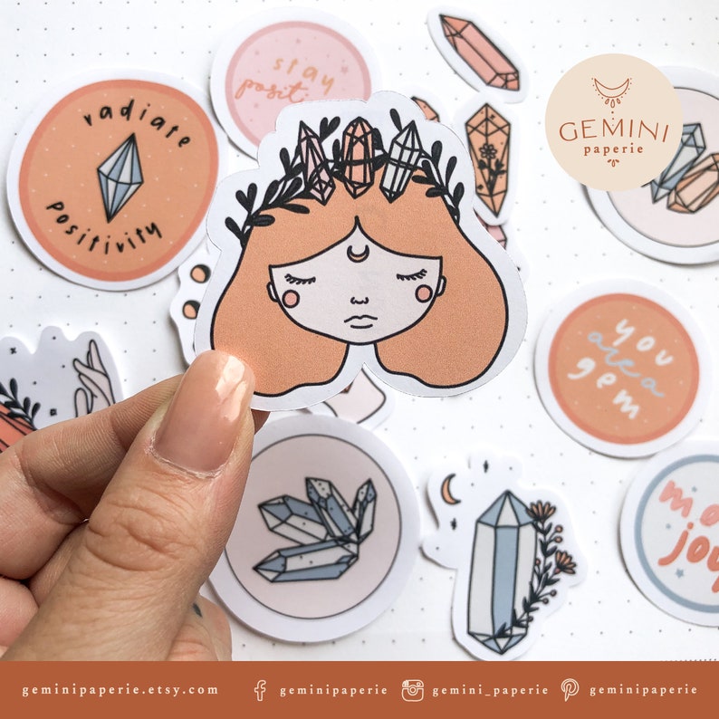 Gemstone Printable Stickers Cricut Design Stickers | Etsy