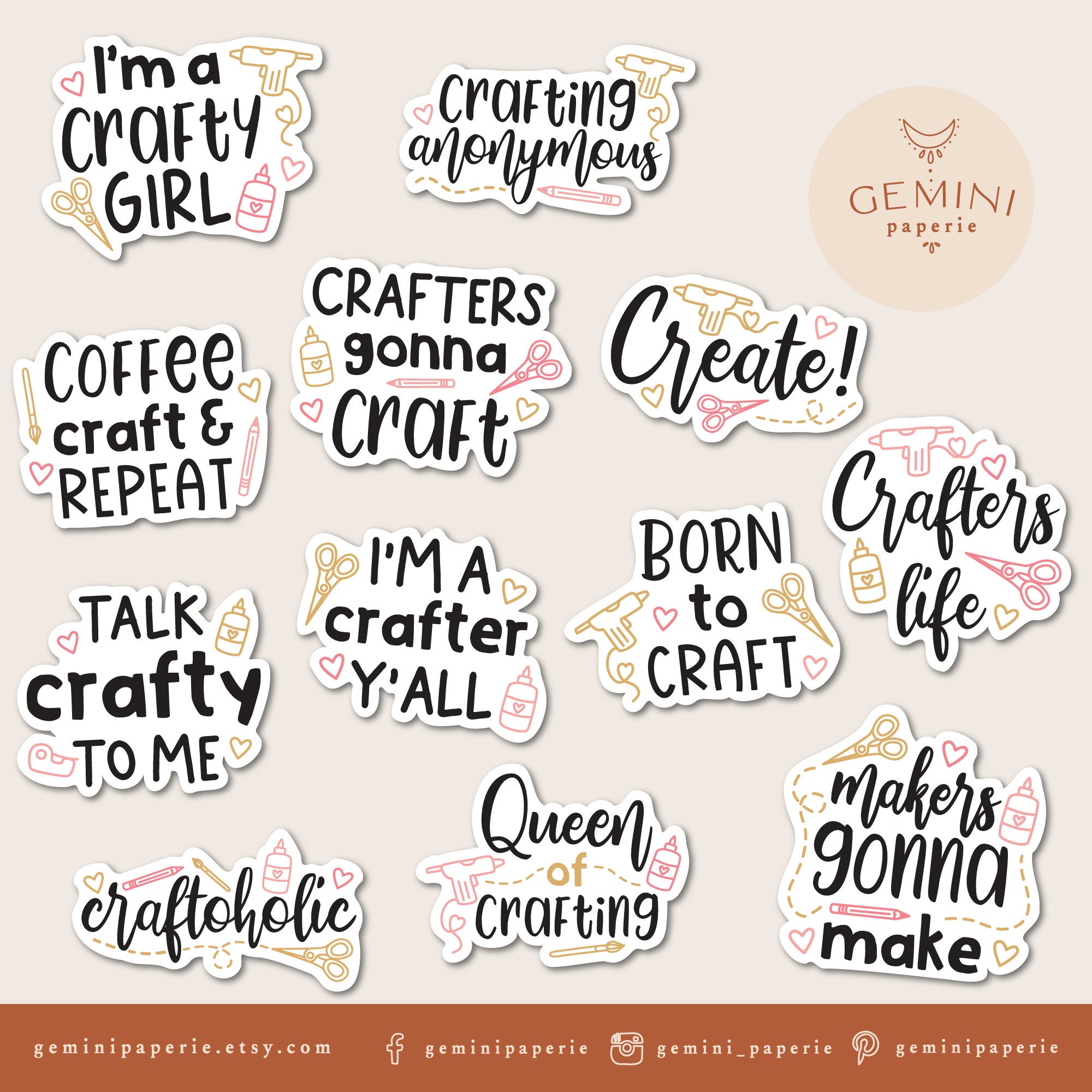 Crafting Printable Stickers Bundle Craft Vinyl Sticker - Etsy