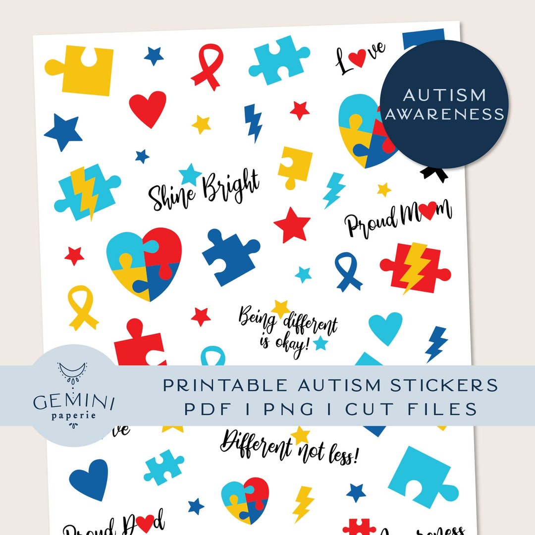 Autism Awareness Month Printable Sticker, Printable DIY Planner ...