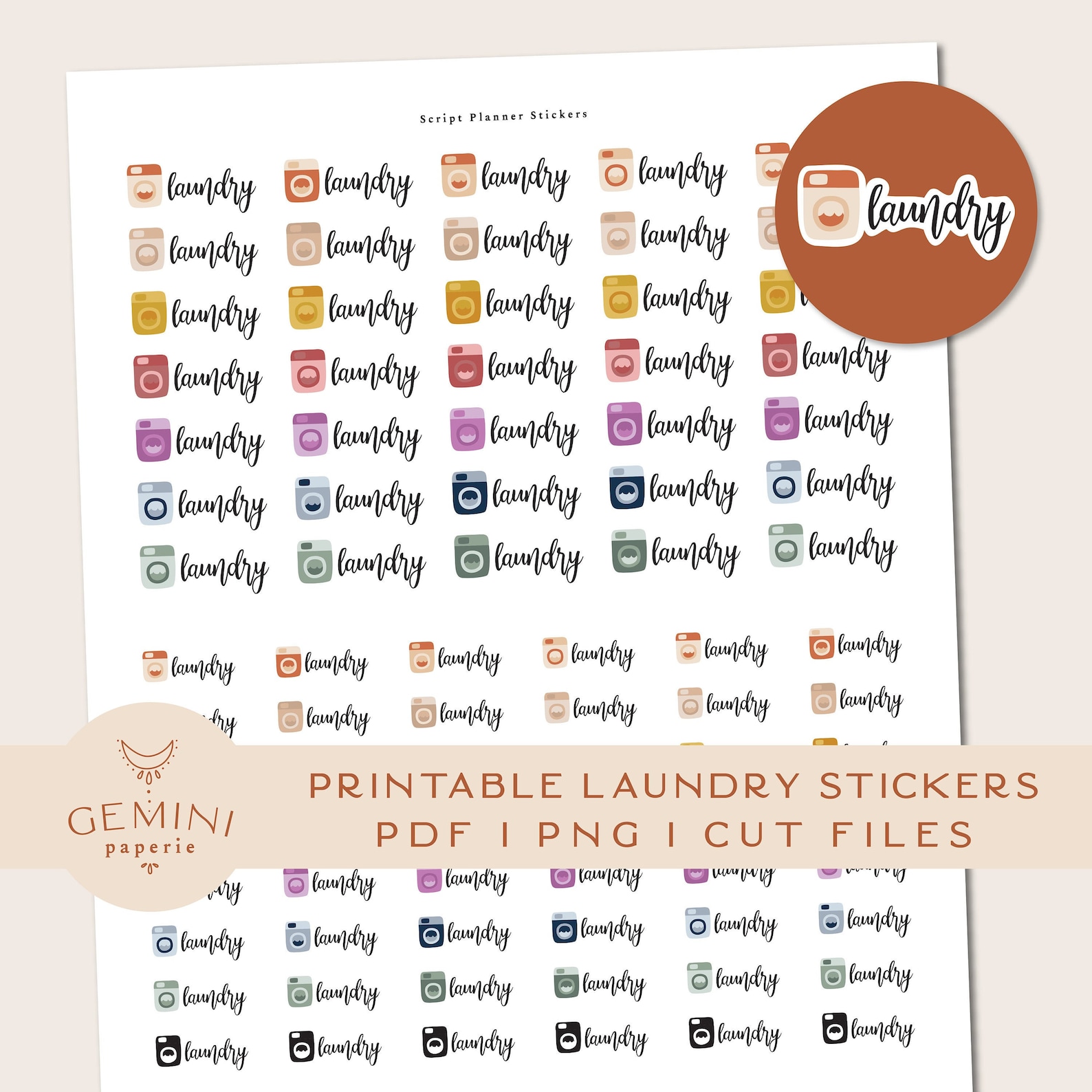 Laundry Printable Stickers. DIY Printable Stickers - Etsy