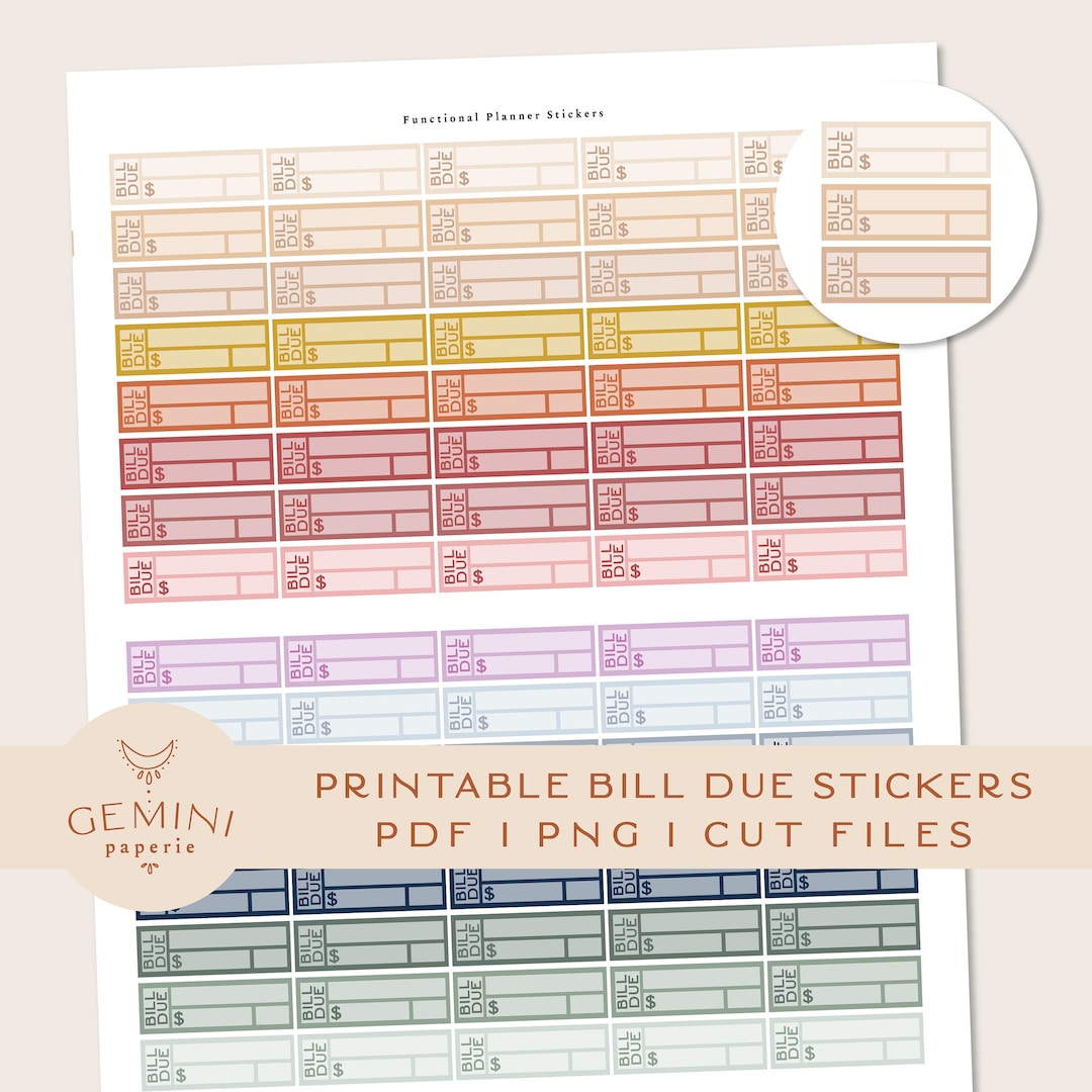 Bill Due, Printable Planner Stickers - Etsy