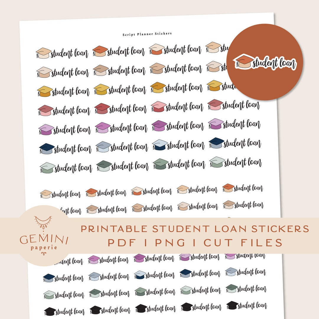 Student Loan Printable Stickers, Planner Script Stickers, DIY Printable ...