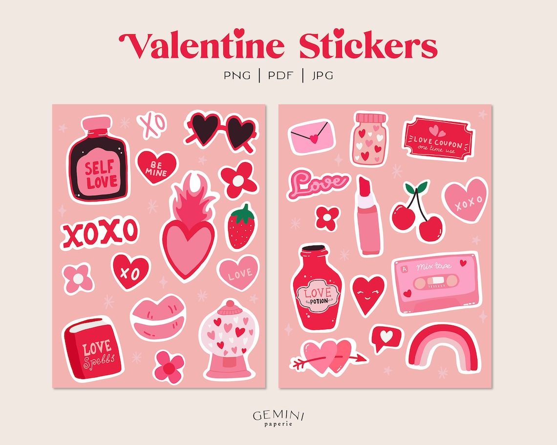 Valentine's Day Stickers Valentine Vinyl Sticker Love - Etsy