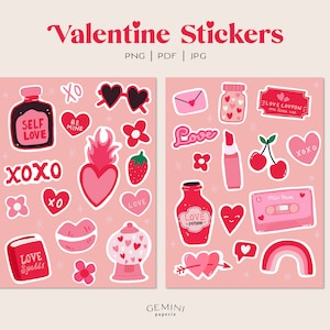 Valentine's Day Stickers, Valentine Vinyl Sticker, Love Hearts Stickers ...