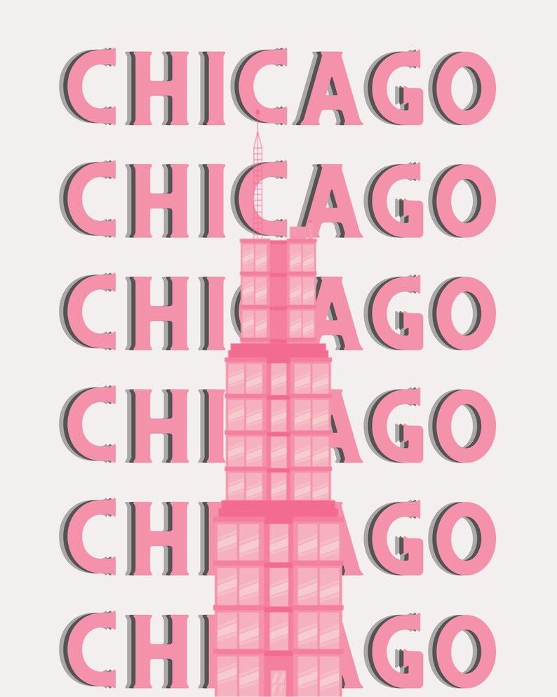 Chicago Sears Tower Poster (digital Download) - Chicago Travel Poster ...