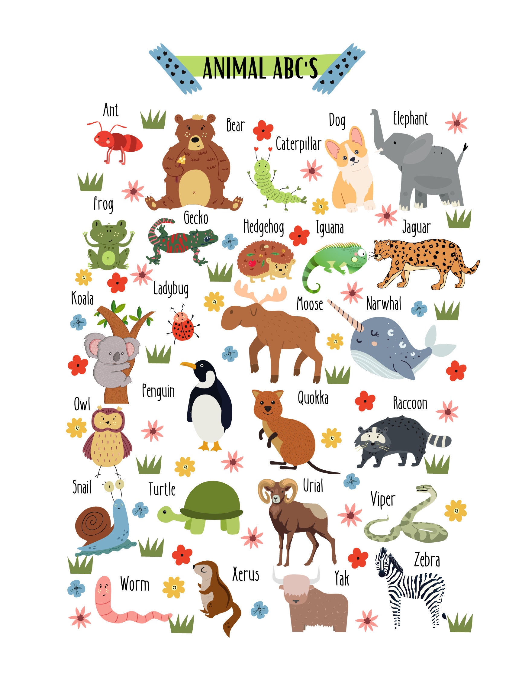 Animal Abc's Poster digital Download Nursery Decor Nursery Poster ...