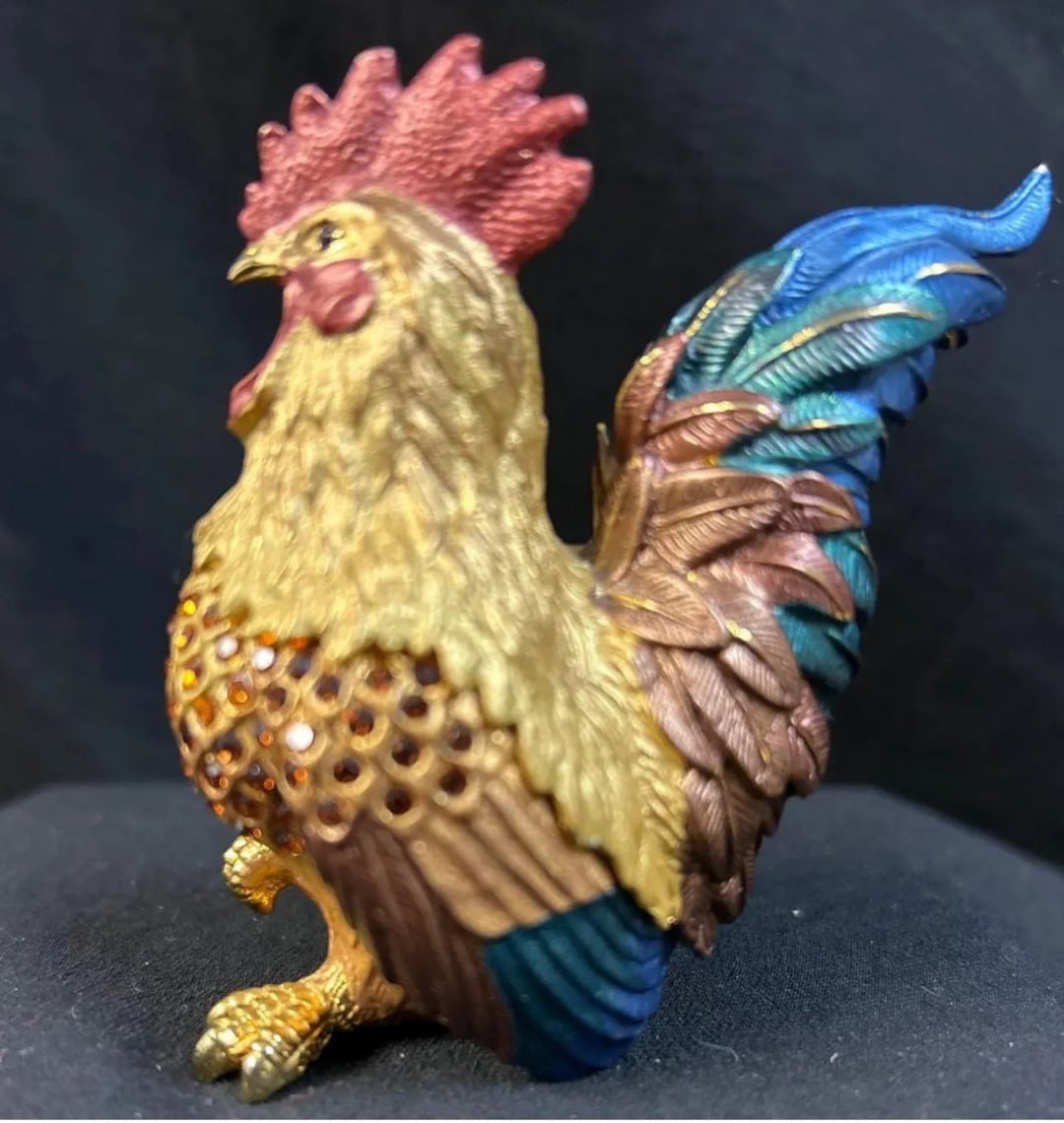 Vintage Rucinni Rooster Trinket Box - Swarovski Crystals - Rooster ...