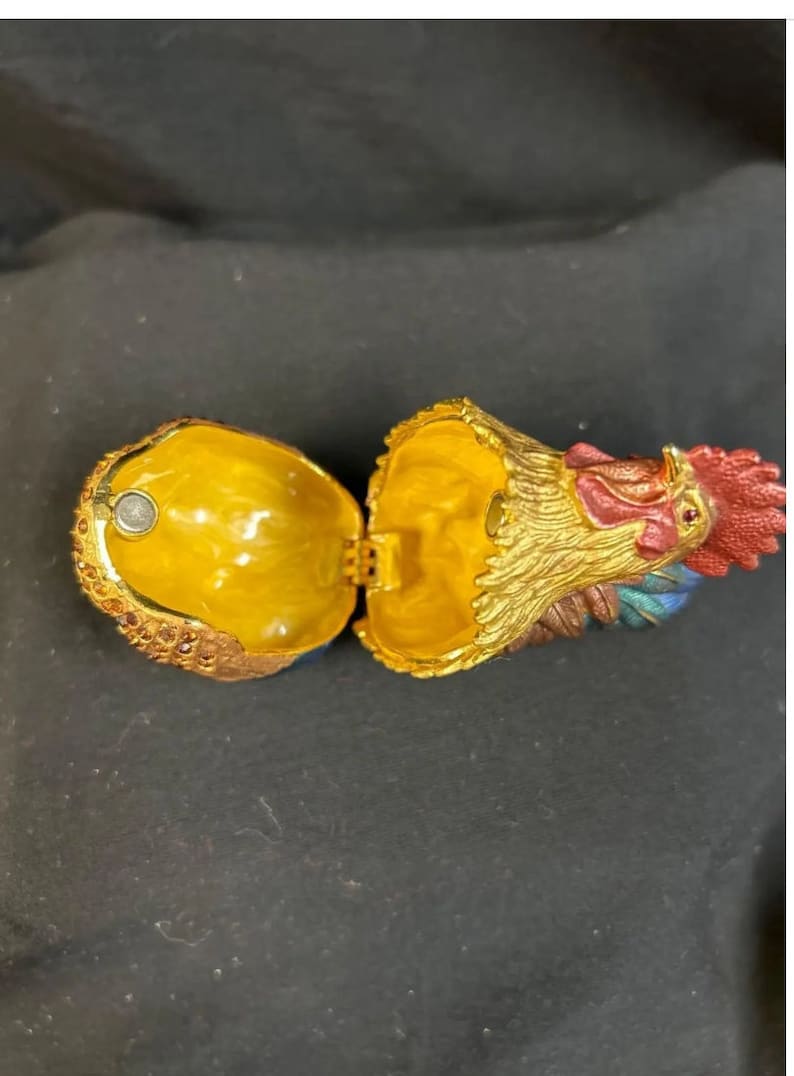 Vintage Rucinni Rooster Trinket Box - Swarovski Crystals - Rooster ...