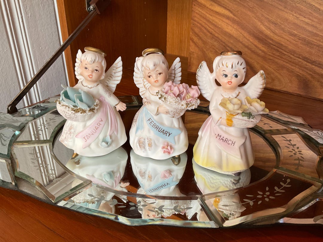 Lefton Birthday Angels January - February - March Collectible Angel ...