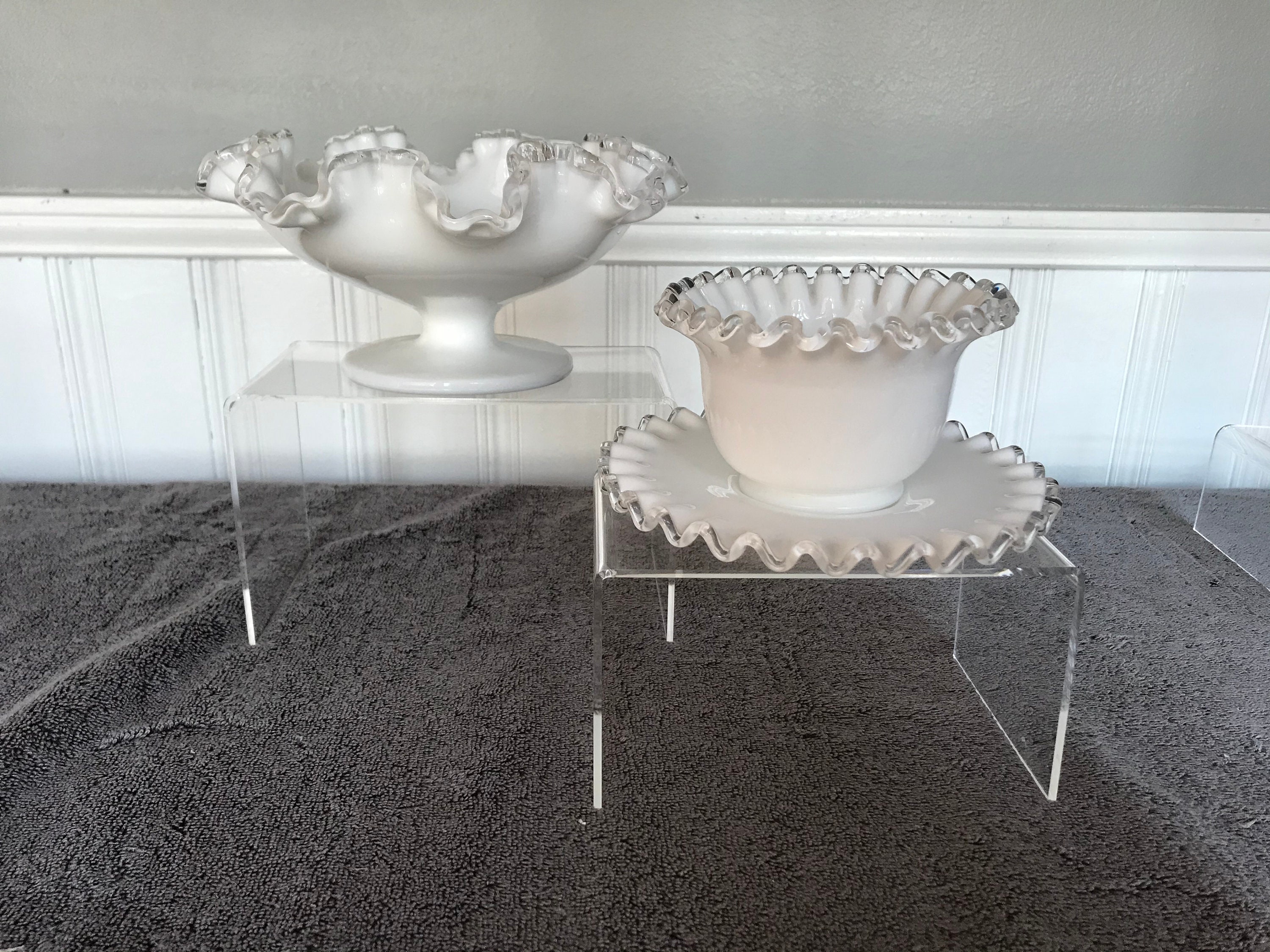 Vintage Fenton White Ruffle Retro Candy Dish Mayo Jar - Etsy