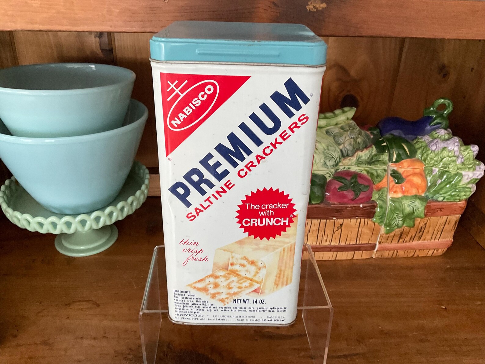 Vintage Nabisco Premium Cracker Tin Farmhouse Kitchen Retro Decor and ...