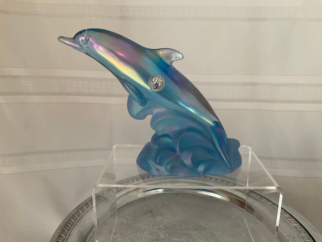 Fenton Dolphin Figurine - 95th Anniversary - Turquoise Art Glass - Etsy