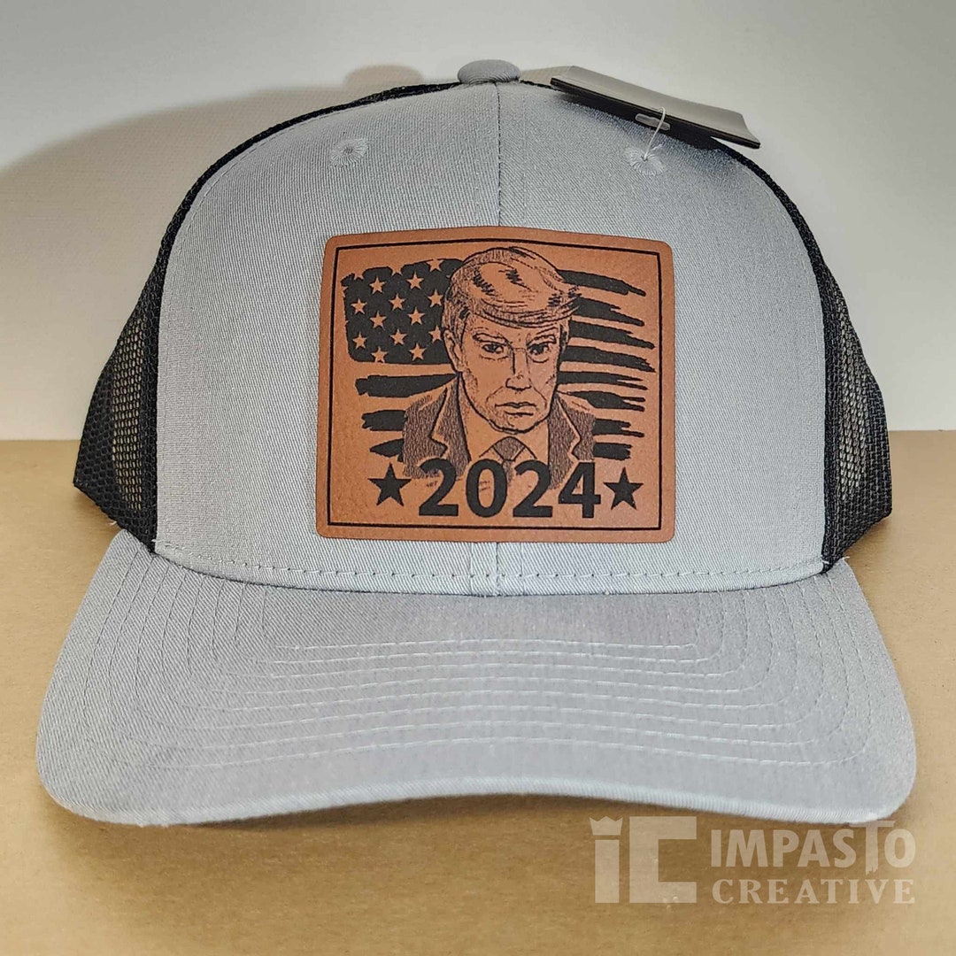 Trump Mug Shot Leather Patch Hat, USA 2024, Unisex Hat, Gift Idea, Maga ...