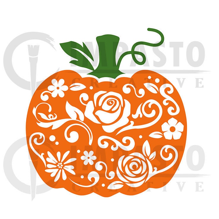 Pumpkin Floral Design pumpkin svg png pdf digital file | Etsy