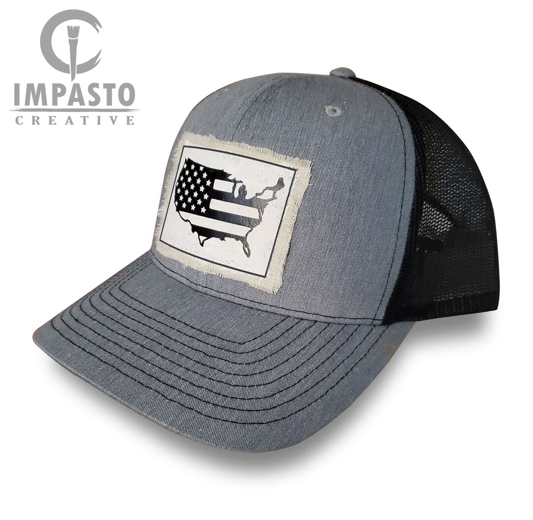 US Gray Trucker Hat, US Flag Map Hat, Americana Hat, Unisex Hat, Gift ...