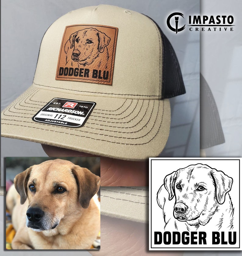 Custom Pet or Human Portrait Leather Engraved Hat Trucker - Etsy