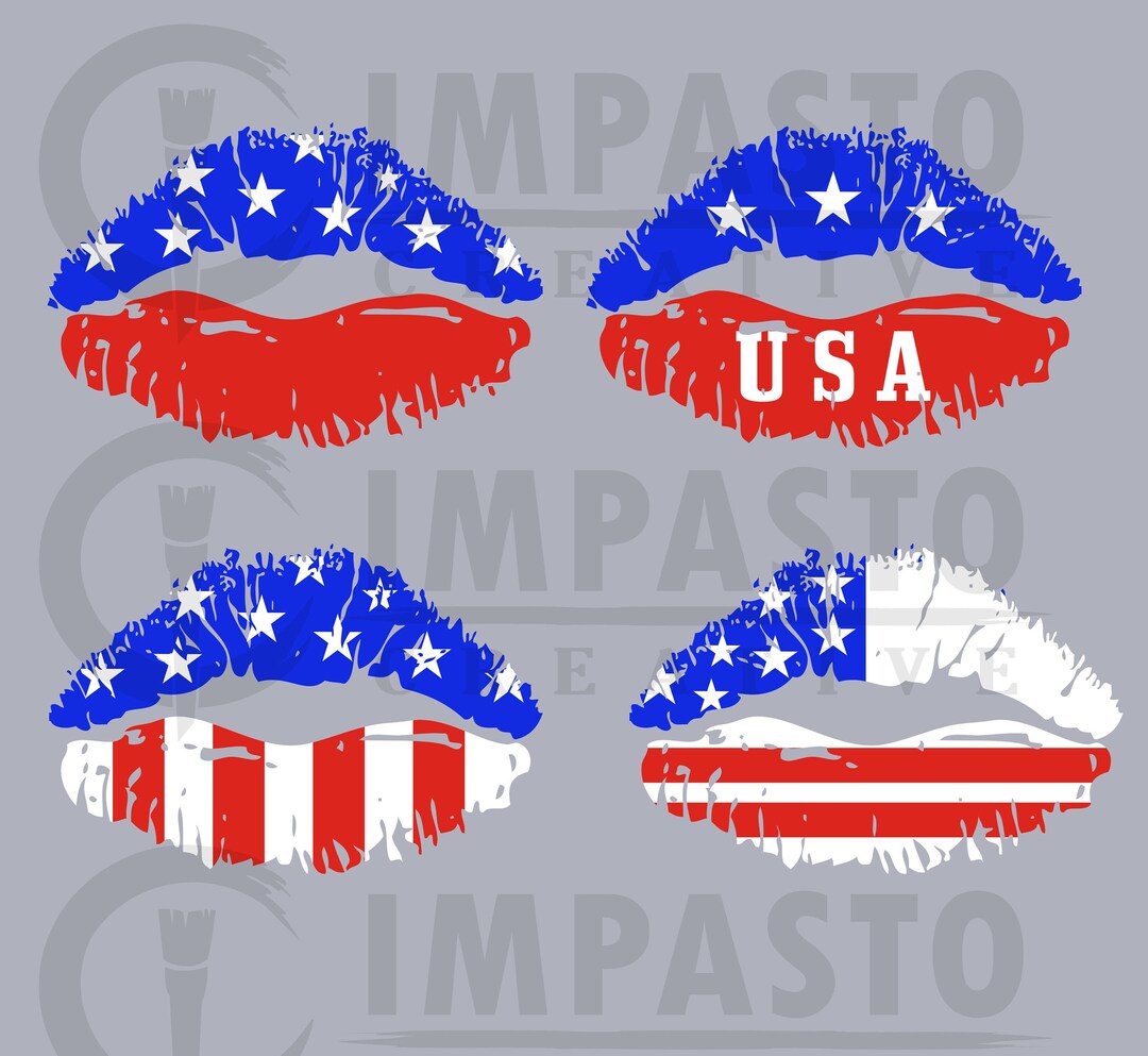 4 Lips Patriotic Flag, Pdf Png Svg Jpg Digital File, 4th of July, 2020 ...