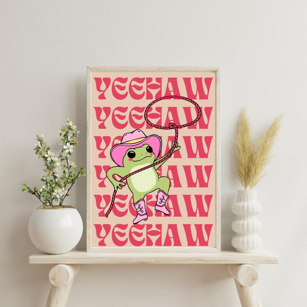 Yeehaw Frog | Wall Decor | Home Decor | Home Office | Poster Art | - Etsy