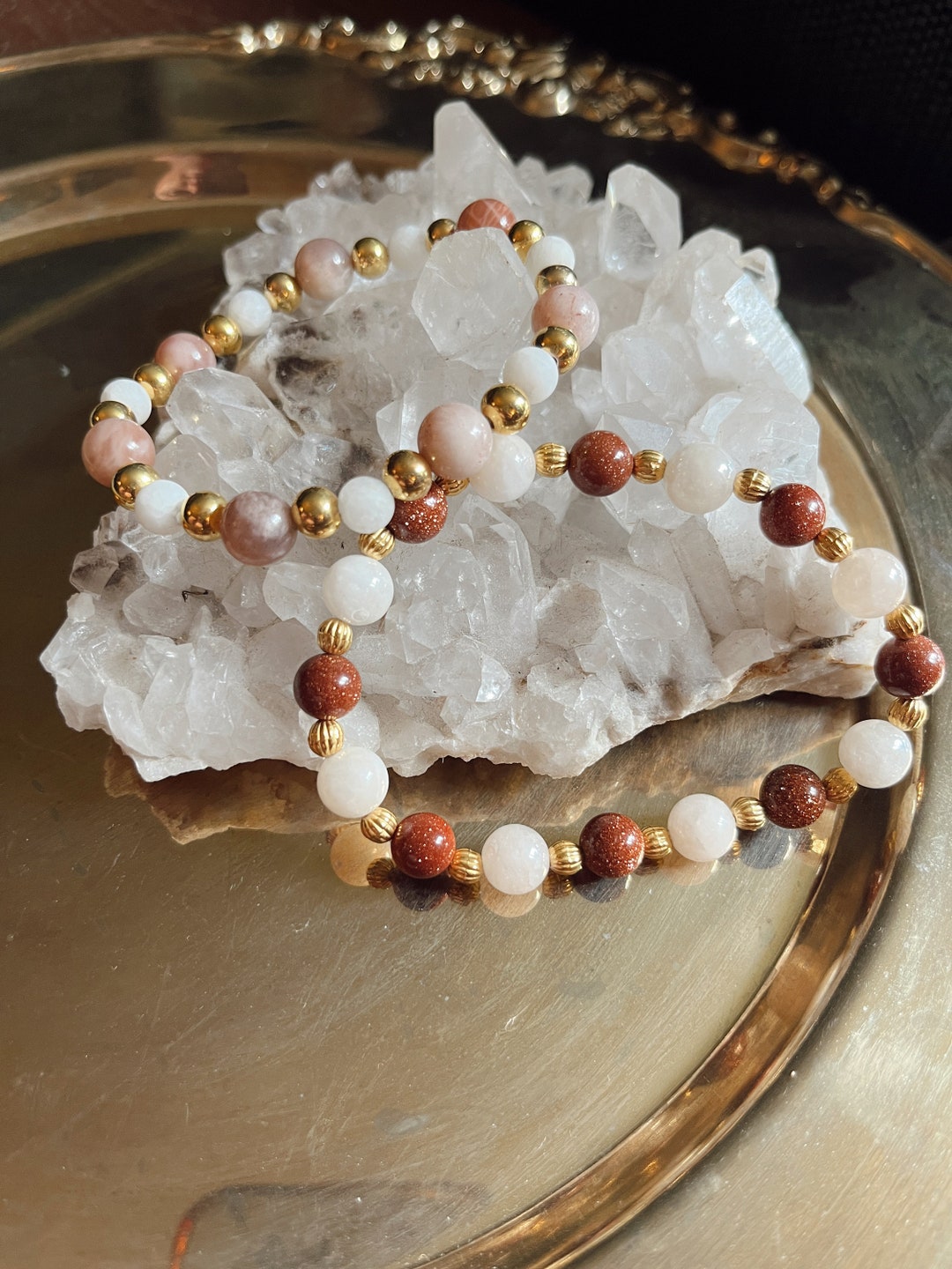 Hyacinth Vintage Inspired Bracelet Set Bridgerton Inspired Jewelry Natural Stone Bracelets ...