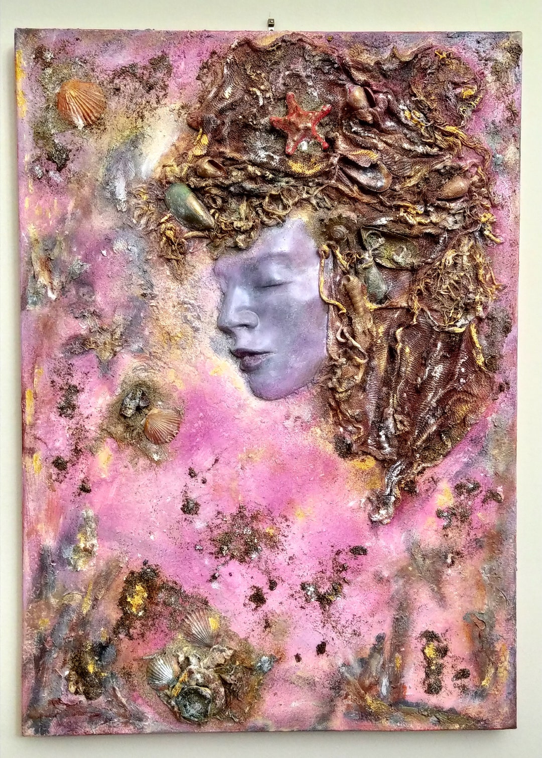 Female Face, Fossilized Face on Canvas, Woman Face, Wall Decoration ...